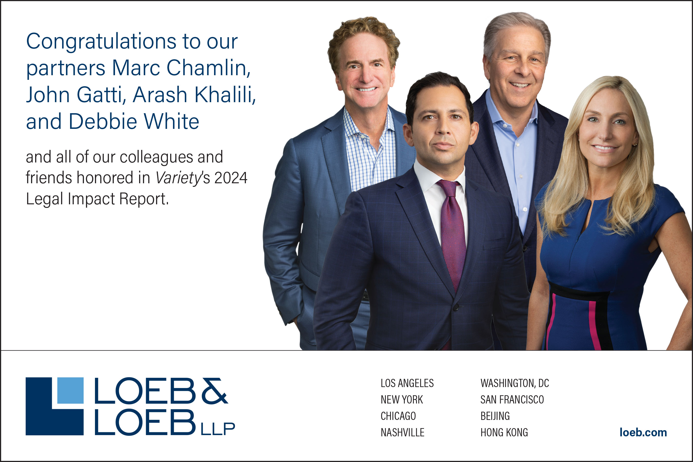 Four Loeb Partners Recognized in Variety's 2024 "Legal Impact Report" | Loeb & Loeb LLP