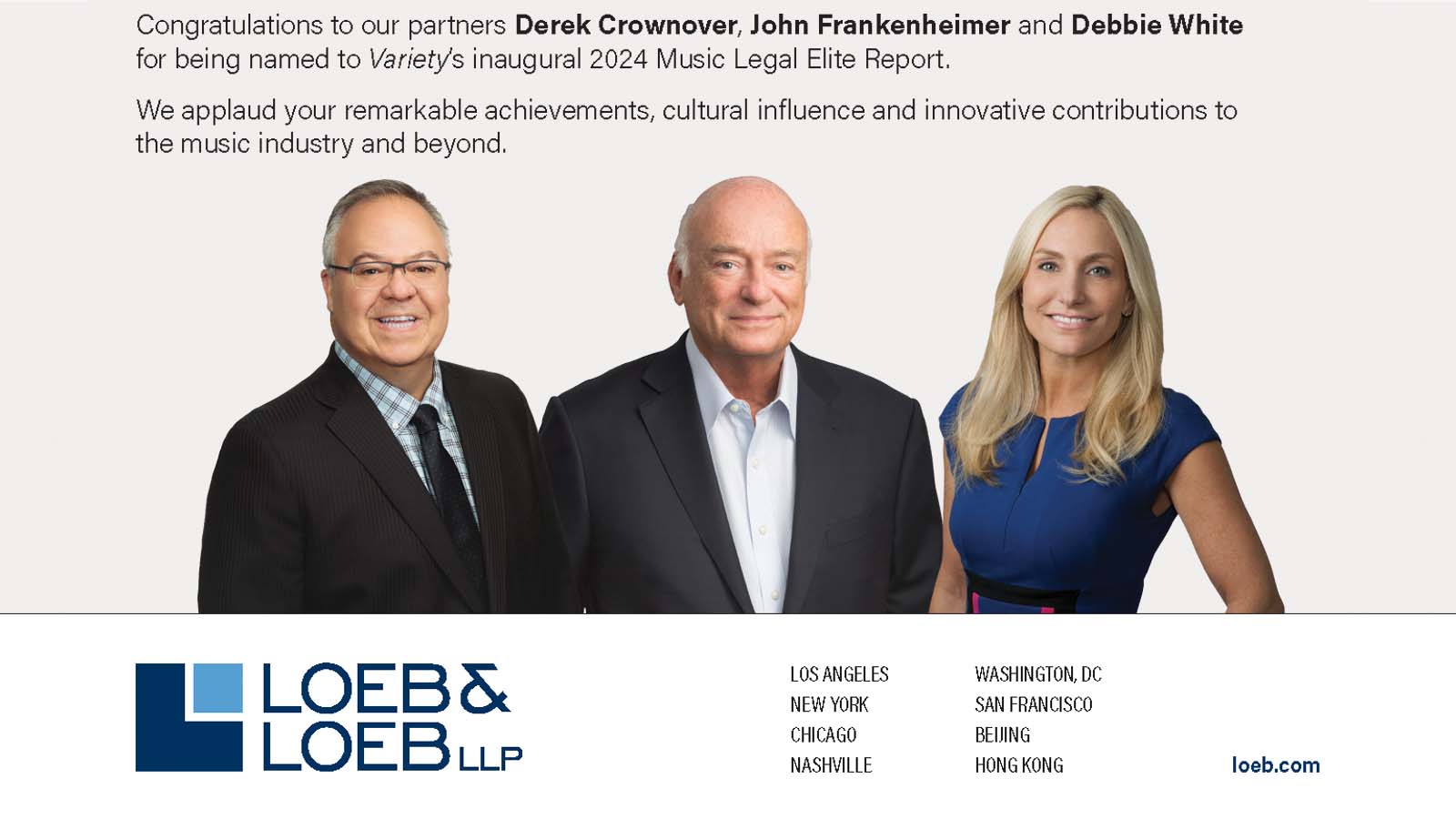 Three Loeb Partners Named Among Variety's 2024 “Music Legal Elite” | Loeb & Loeb LLP