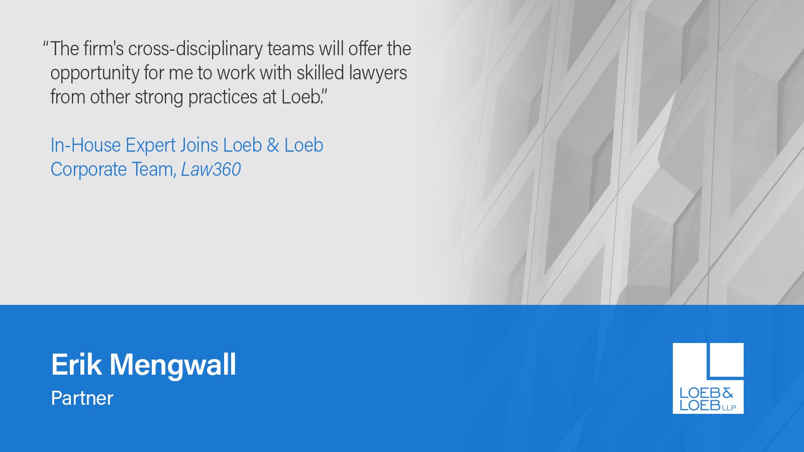 In-House Expert Joins Loeb & Loeb Corporate Team | Loeb & Loeb LLP