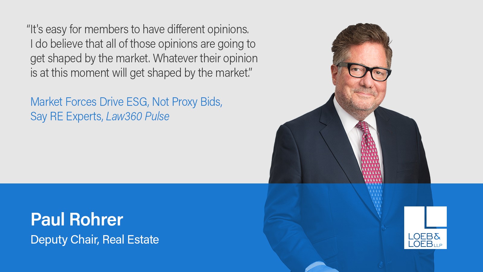 Loeb Real Estate Deputy Chair Paul Rohrer on Market Forces Driving ESG ...
